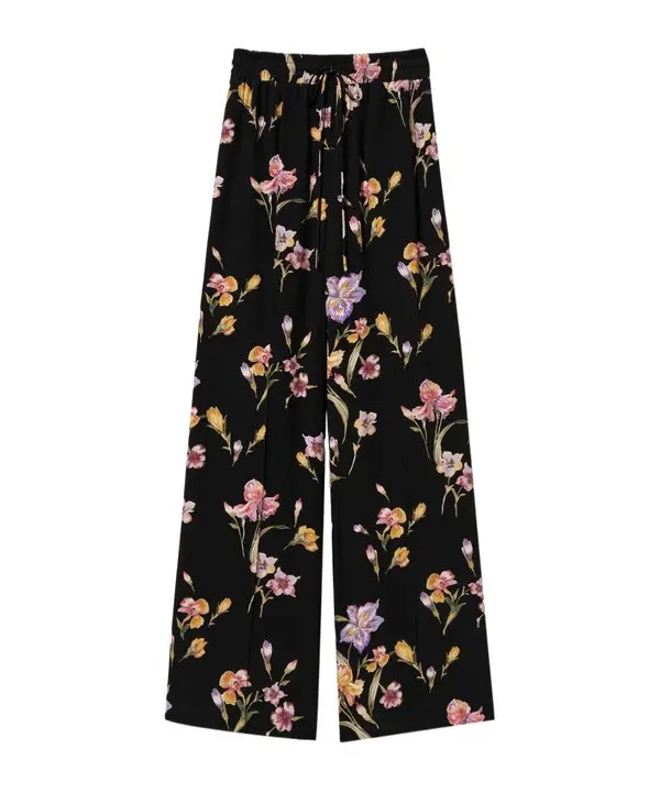 TWINSET Allover Floral Print Trousers - Black