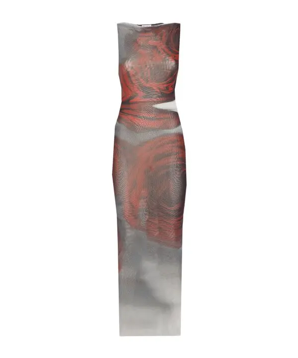 JEAN PAUL GAULTIER Sleeveless Printed Maxi Dress - Gray