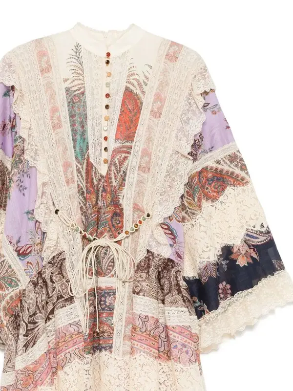 Zimmermann Rhiannon Billow Mini Dress With Gemstone Buttons - Spliced