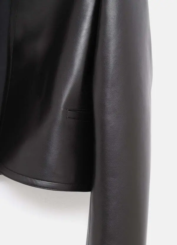 Alaïa Collarless Long Sleeve Leather Jacket
