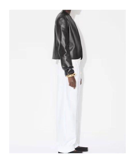 Alaïa Collarless Long Sleeve Leather Jacket