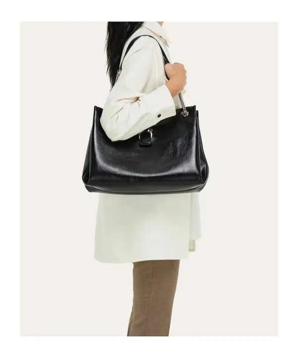 FERRAGAMO Top Handle Tote Bag - Black