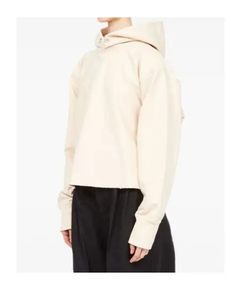 MAISON MARGIELA Logo Detailed Raw-cut Hem Hoodie