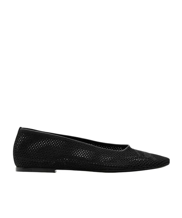 Burberry Mesh Detailed Ballerina Flats - Black
