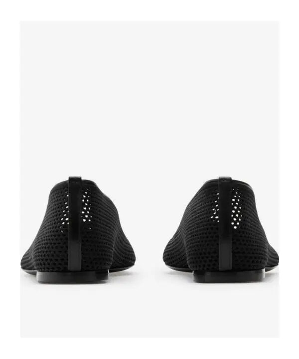 Burberry Mesh Detailed Ballerina Flats - Black