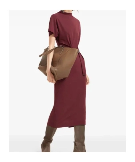 Brunello Cucinelli Belted Midi Dress - Red