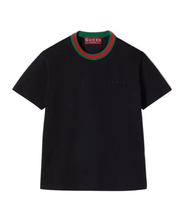 Gucci Cotton Jersey T-shirt With Embroidered Logo - Black