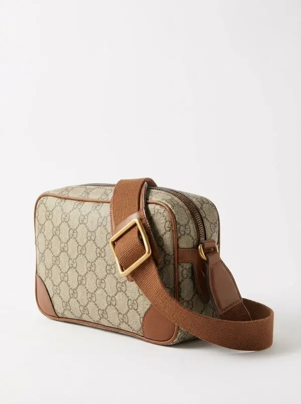 Gucci Gg Emblem Embossed Super Mini Bag - Beige And Dark Brown