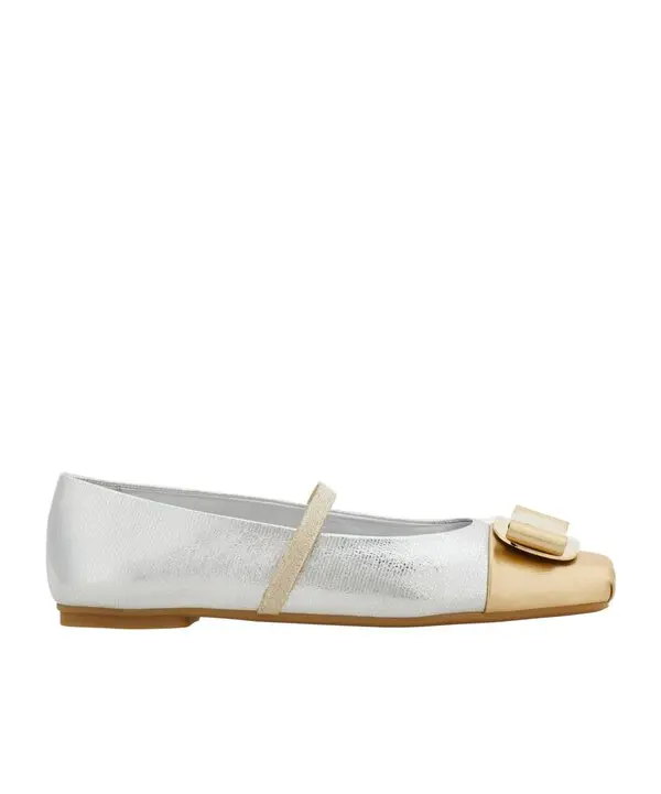 FERRAGAMO Vara Bow Ballet Flats - Silver