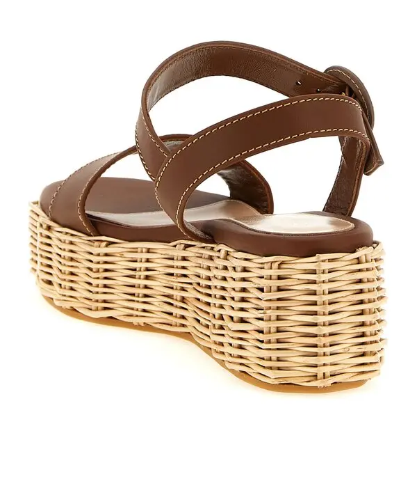 GIANVITO ROSSI Cestino Ankle Strap Wedge Sandals
