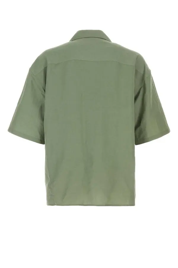 Loewe Short Sleeve Shirt In Viscose And Linen - Green