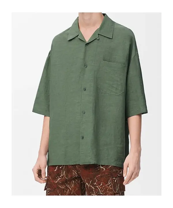 Loewe Short Sleeve Shirt In Viscose And Linen - Green