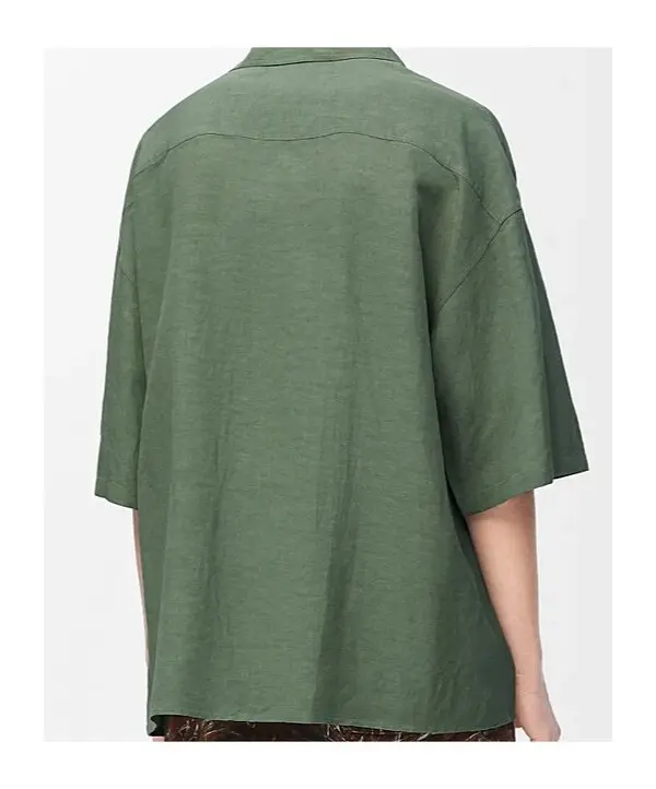 Loewe Short Sleeve Shirt In Viscose And Linen - Green