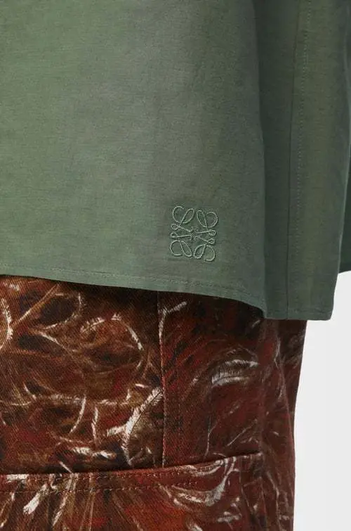Loewe Short Sleeve Shirt In Viscose And Linen - Green