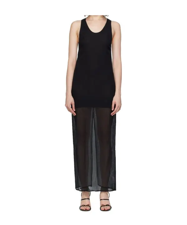 TOTEME Sheer Hem Round Neck Dress