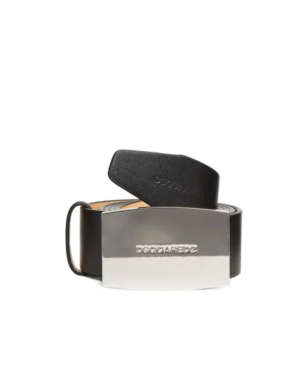 Dsquared2 Logo Engraved Buckle Belt - Black/palladium