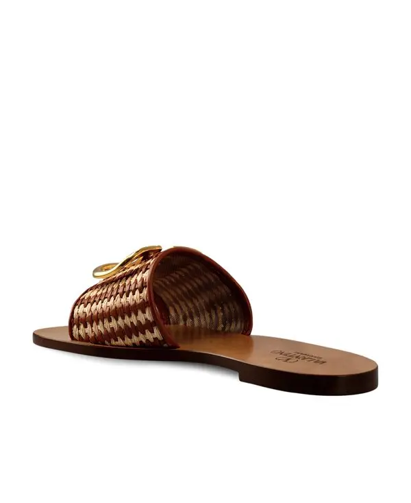 Valentino Garavani Vlogo Signature Woven Slide Sandals - Brown