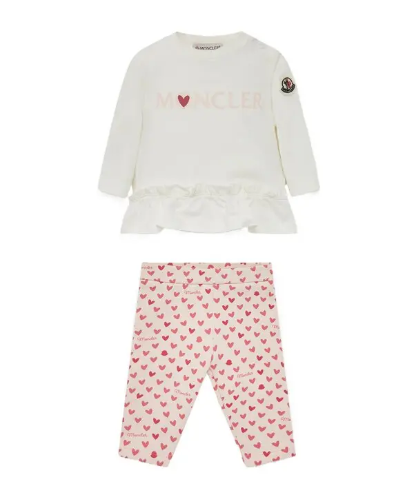 Moncler Heart Print Cotton Set - White