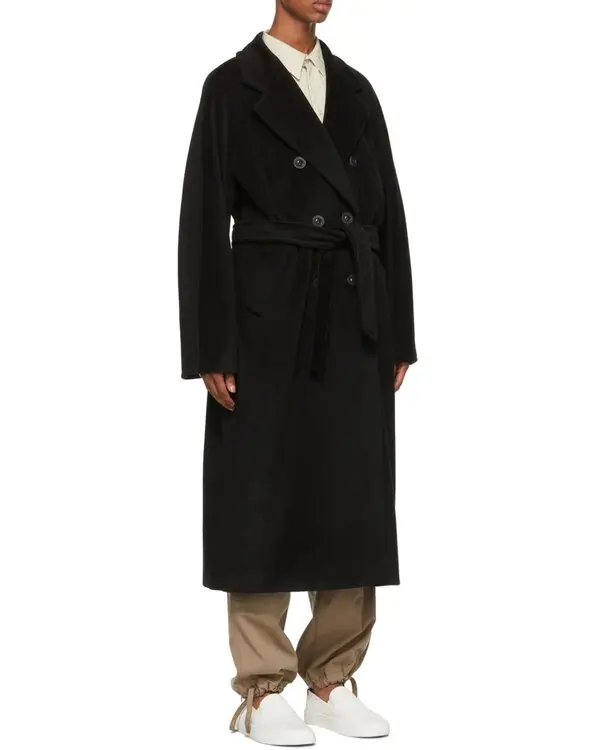 Max Mara Madame Double-breasted Belted Coat - Black