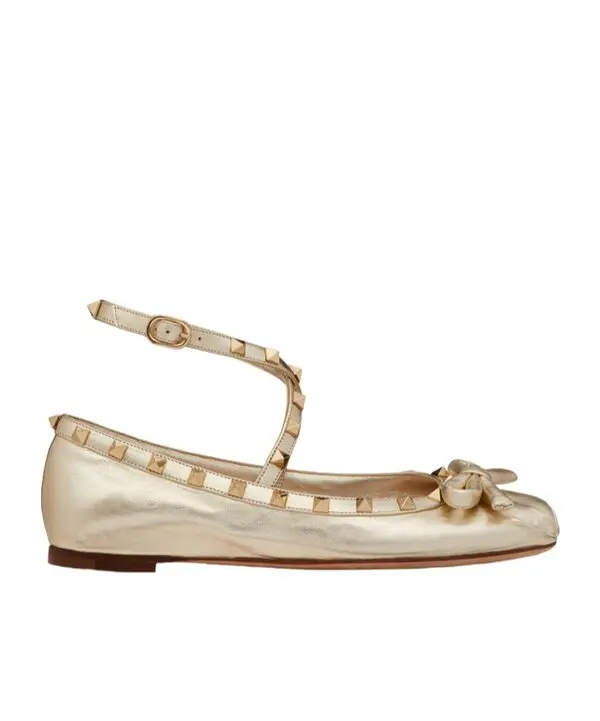 Valentino Garavani Rockstud Ballerina Flats - Nude