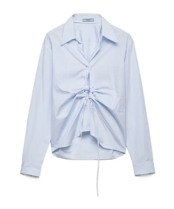 Prada Long-sleeved Ruched Shirt - Interstellar Blue