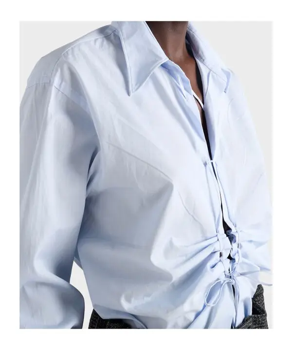 Prada Long-sleeved Ruched Shirt - Interstellar Blue