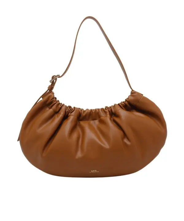 A.p.c. Ruched Logo Detailed Handbag - Brown