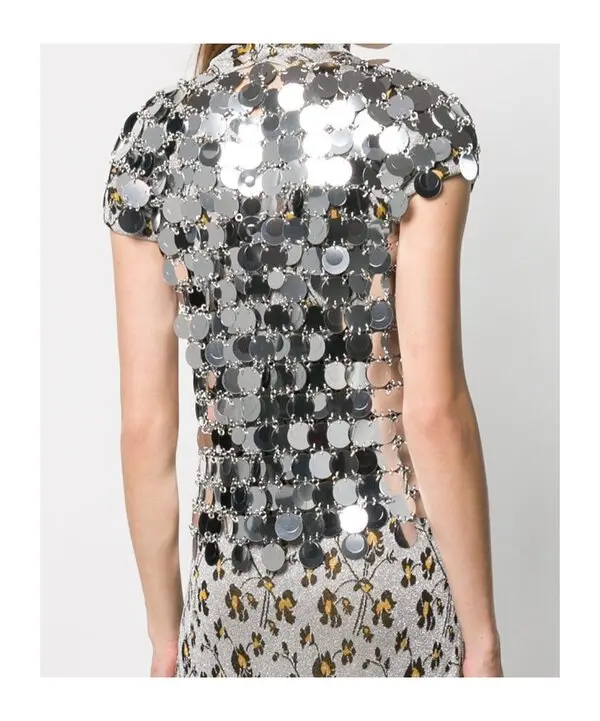 Rabanne Short-sleeved Sequined Top
