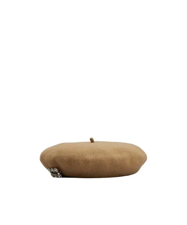 ROGER VIVIER Efflorescence Beret In Wool - Brown