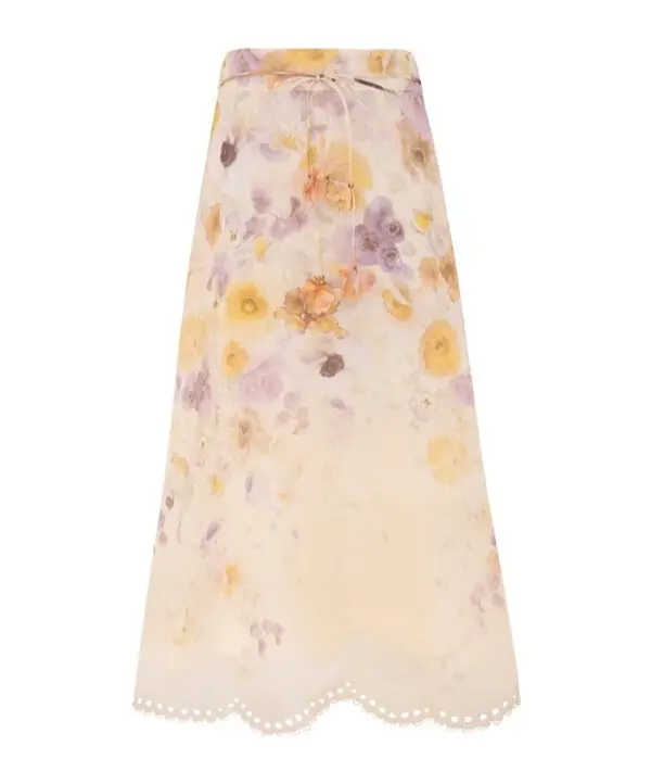 Zimmermann Memento Embroidered Midi Skirt