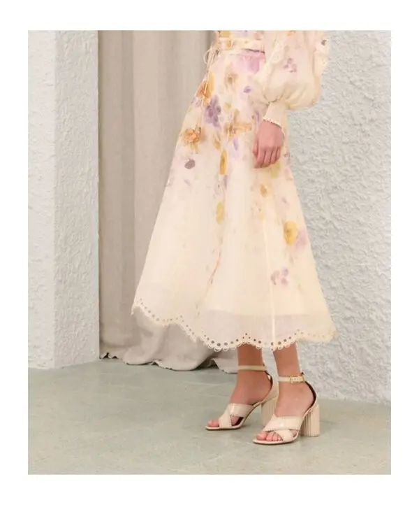 Zimmermann Memento Embroidered Midi Skirt