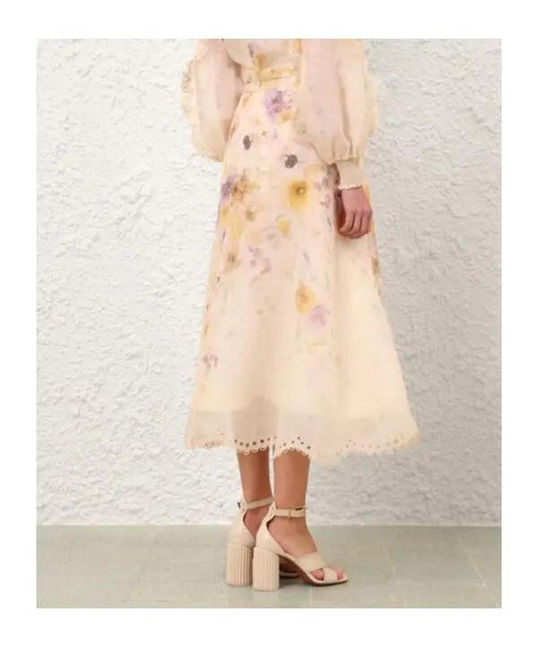 Zimmermann Memento Embroidered Midi Skirt
