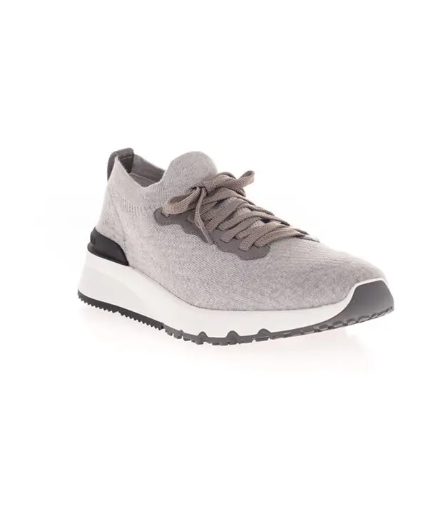 Brunello Cucinelli Knitted Lace-up Sneakers - Grey