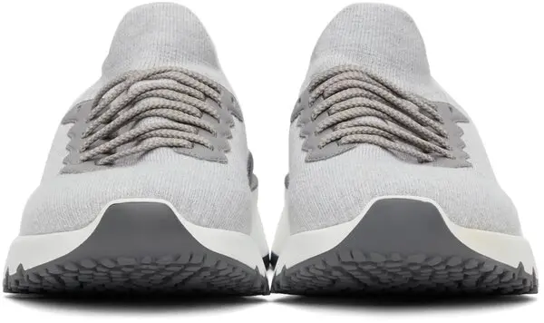 Brunello Cucinelli Knitted Lace-up Sneakers - Grey
