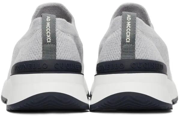 Brunello Cucinelli Knitted Lace-up Sneakers - Grey