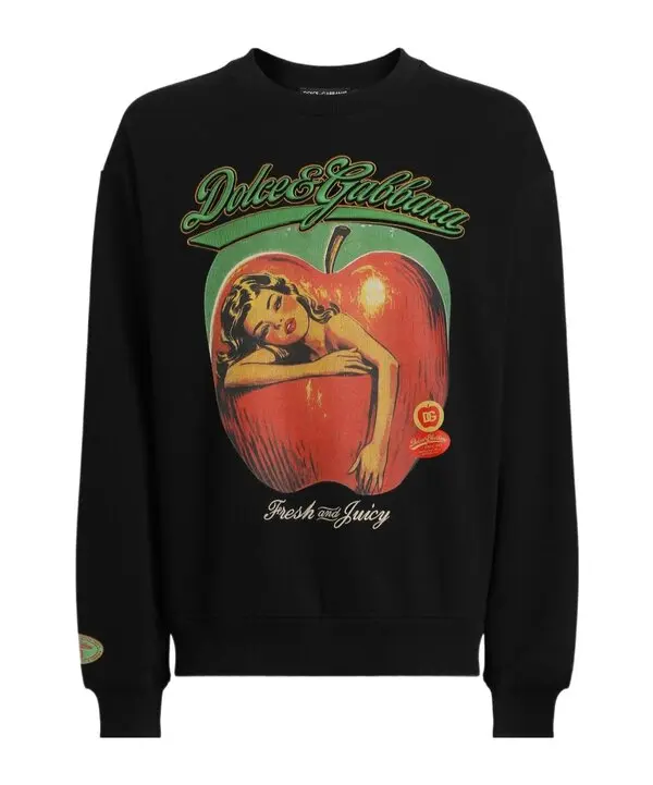 Dolce & Gabbana Printed Crewneck Sweatshirt - Black