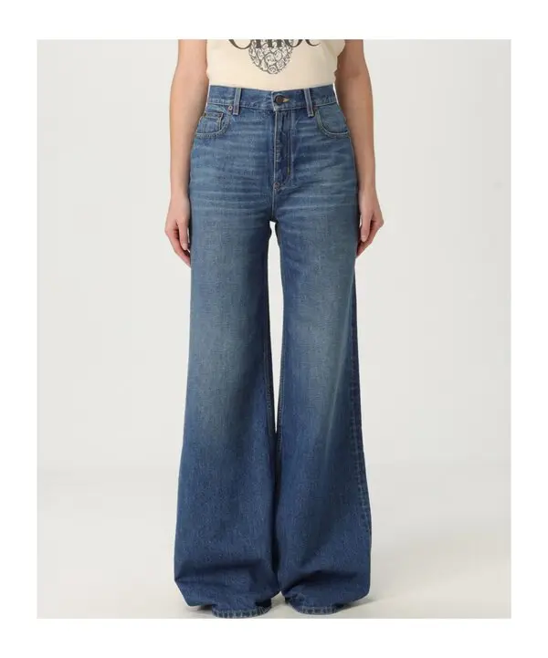 Chloé Logo Patch Flared Jeans - Mid Denim