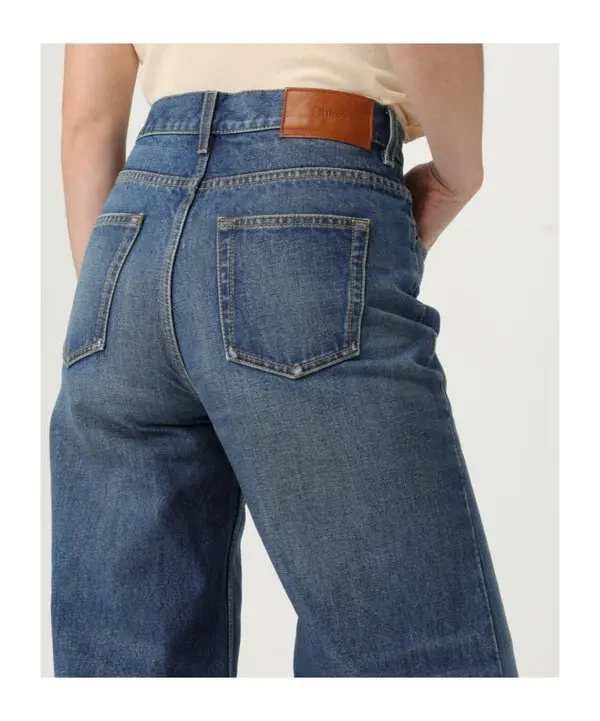 Chloé Logo Patch Flared Jeans - Mid Denim