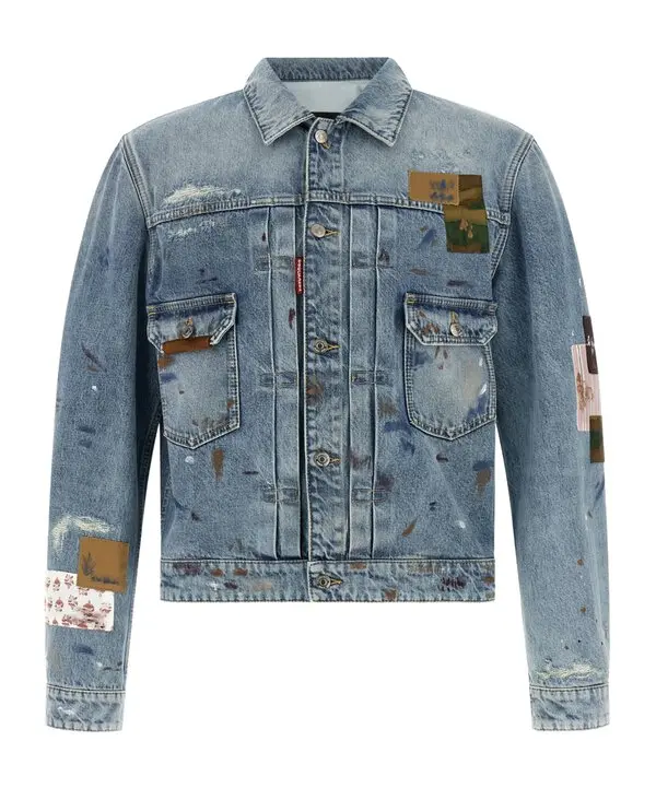 Dsquared2 Rebel Patchwork Denim Jacket - Blue