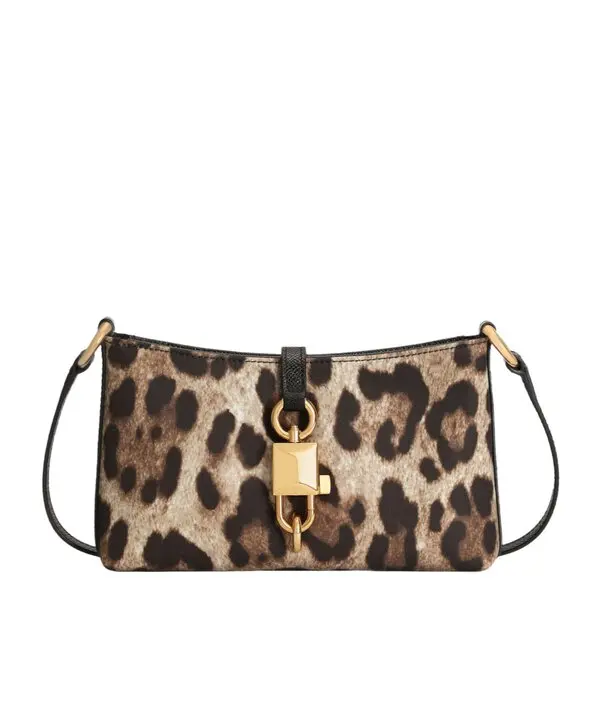 Dolce & Gabbana Leopard-printed Lock Shoulder Bag - Black