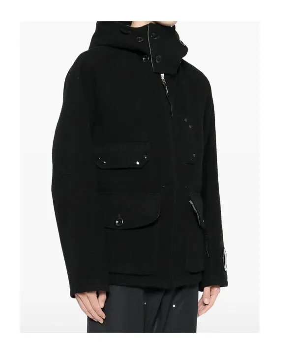 C.P. COMPANY Hooded Wool Jacket - Black