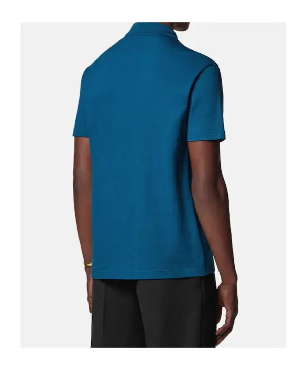 Versace Zip Detail Cotton Polo Shirt