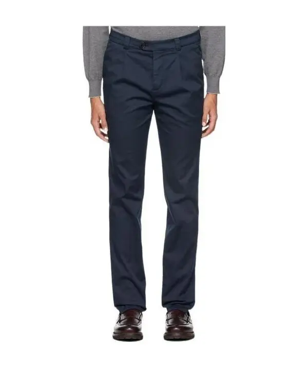 Brunello Cucinelli Pleated Straight-leg Trousers - Navy Blue