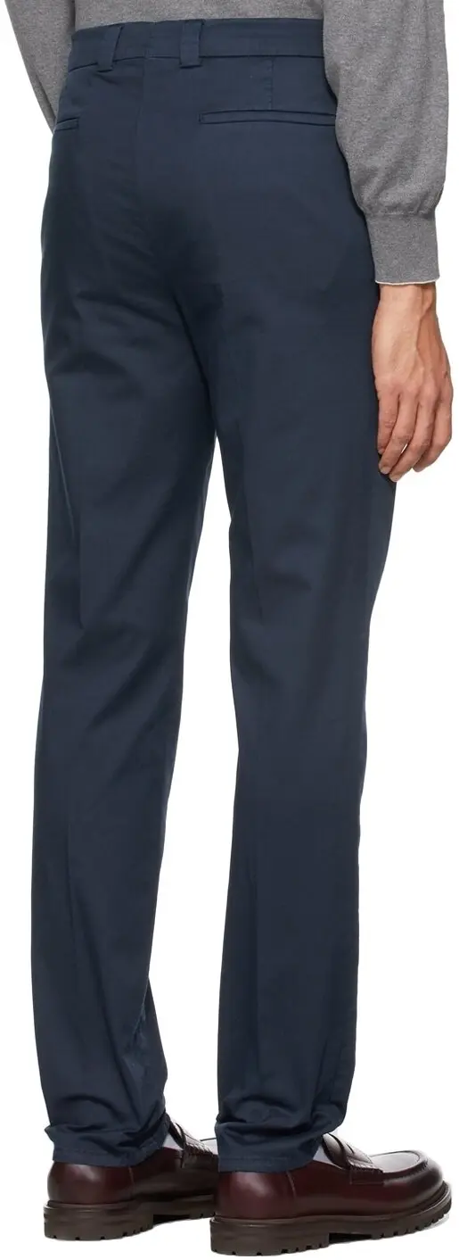 Brunello Cucinelli Pleated Straight-leg Trousers - Navy Blue