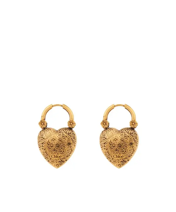 Chloé Heart-shaped Drop Earrings - Vintage Gold