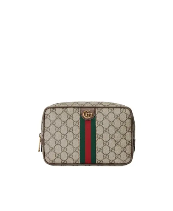 Gucci Web Striped Toiletry Case - Nude