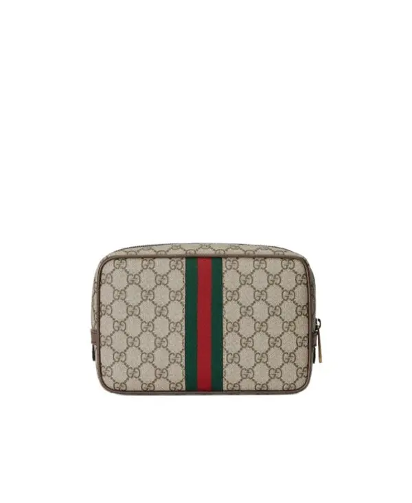 Gucci Web Striped Toiletry Case - Nude
