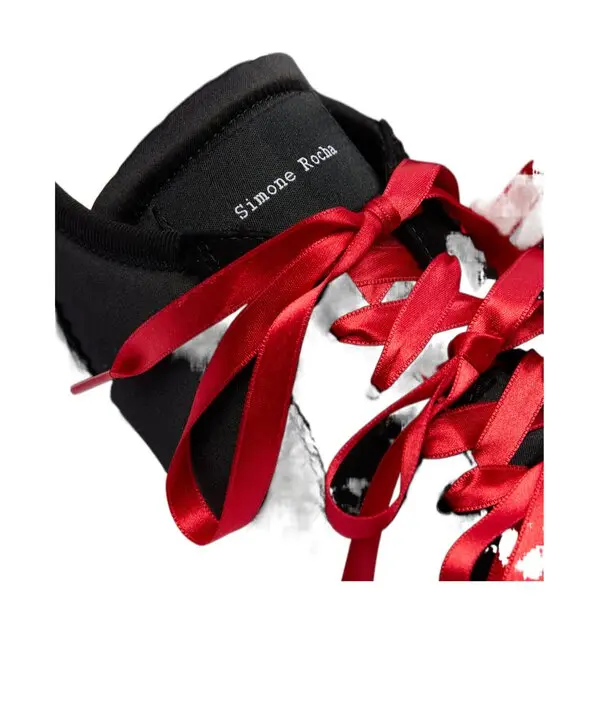 Simone Rocha Black Satin Ribbon Lace-up Sneakers - Blackred