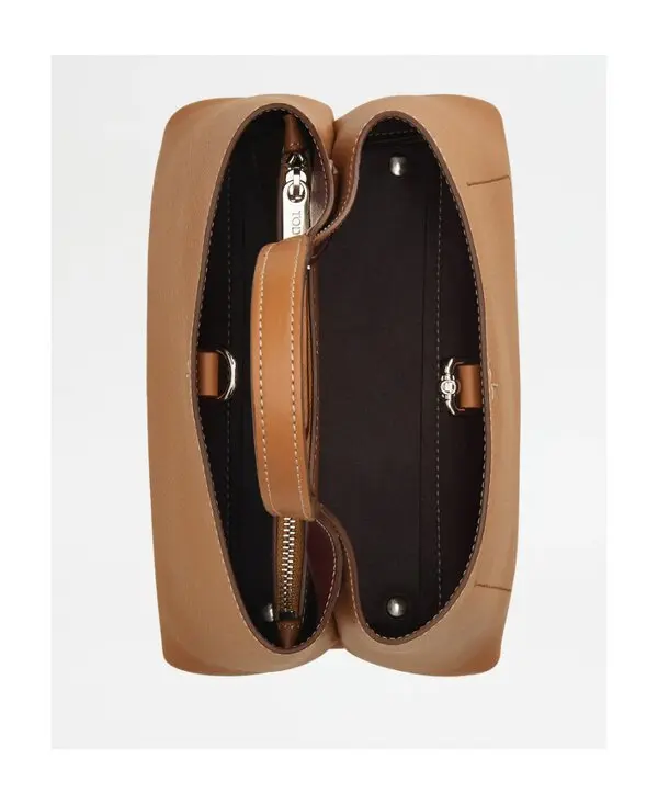 TOD'S T Logo Plaque Tote Bag - Brown