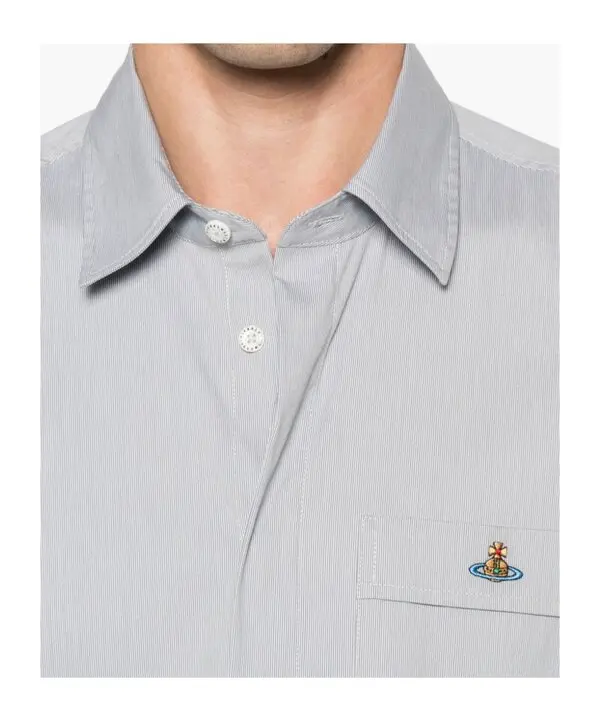 VIVIENNE WESTWOOD Orb-embroidered Short-sleeve Shirt - Gray